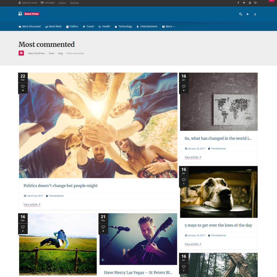 React - Responsive Multi-Purpose WordPress Framework by ThemeCatcher