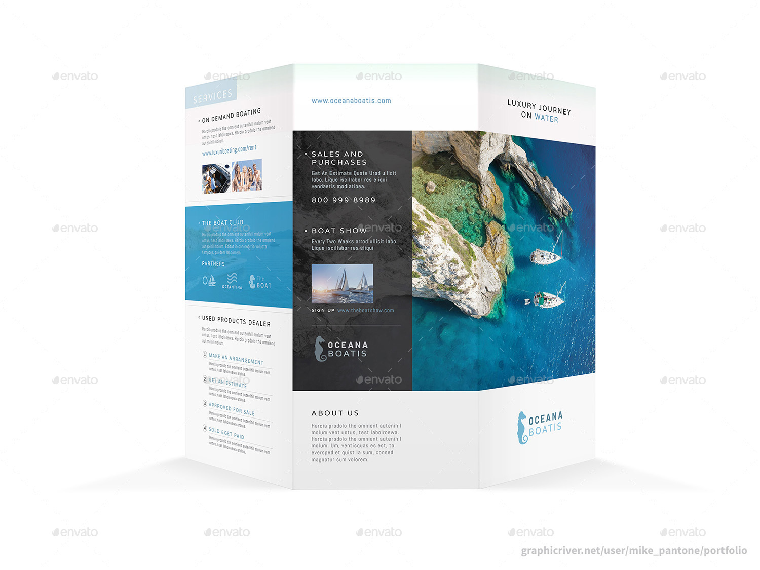 Sailboats and Luxury Yachts Trifold Brochure, Print Templates ...