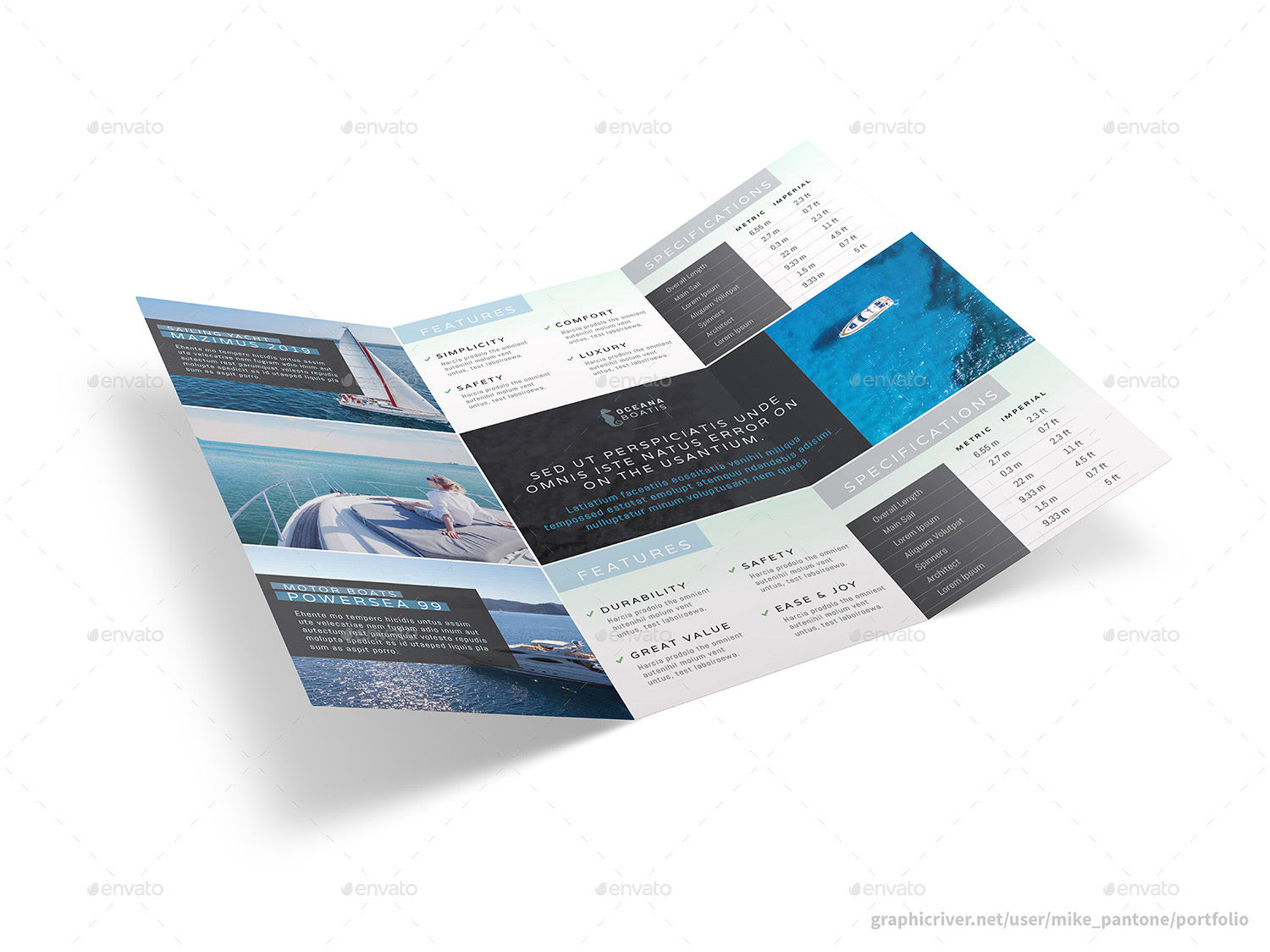 Sailboats and Luxury Yachts Trifold Brochure, Print Templates ...