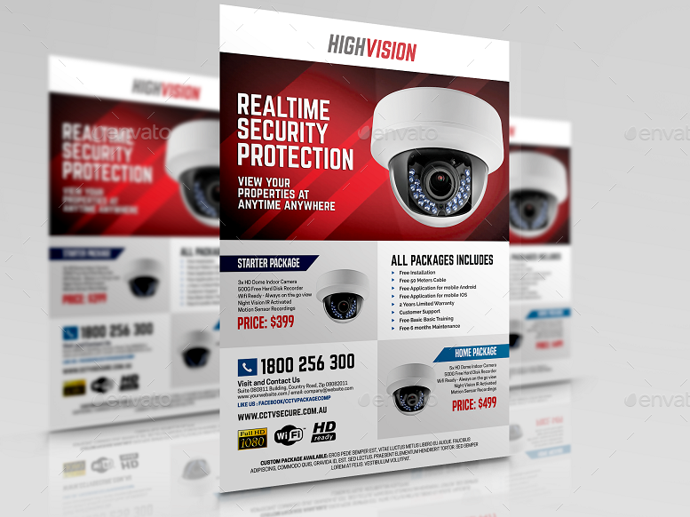 Home and Office CCTV Camera Flyer, Print Templates | GraphicRiver