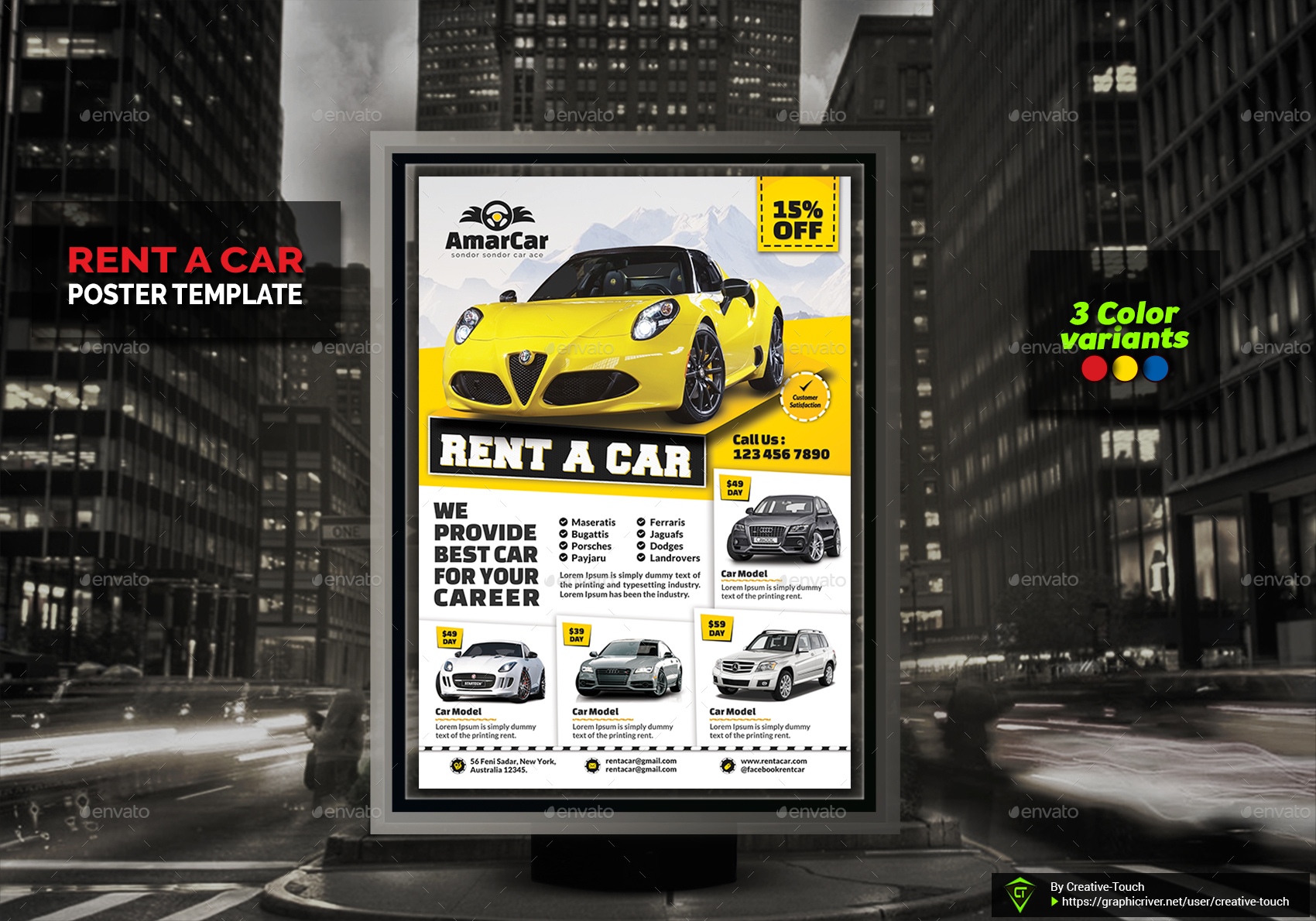 Rent a Car Poster Templates, Print Templates | GraphicRiver
