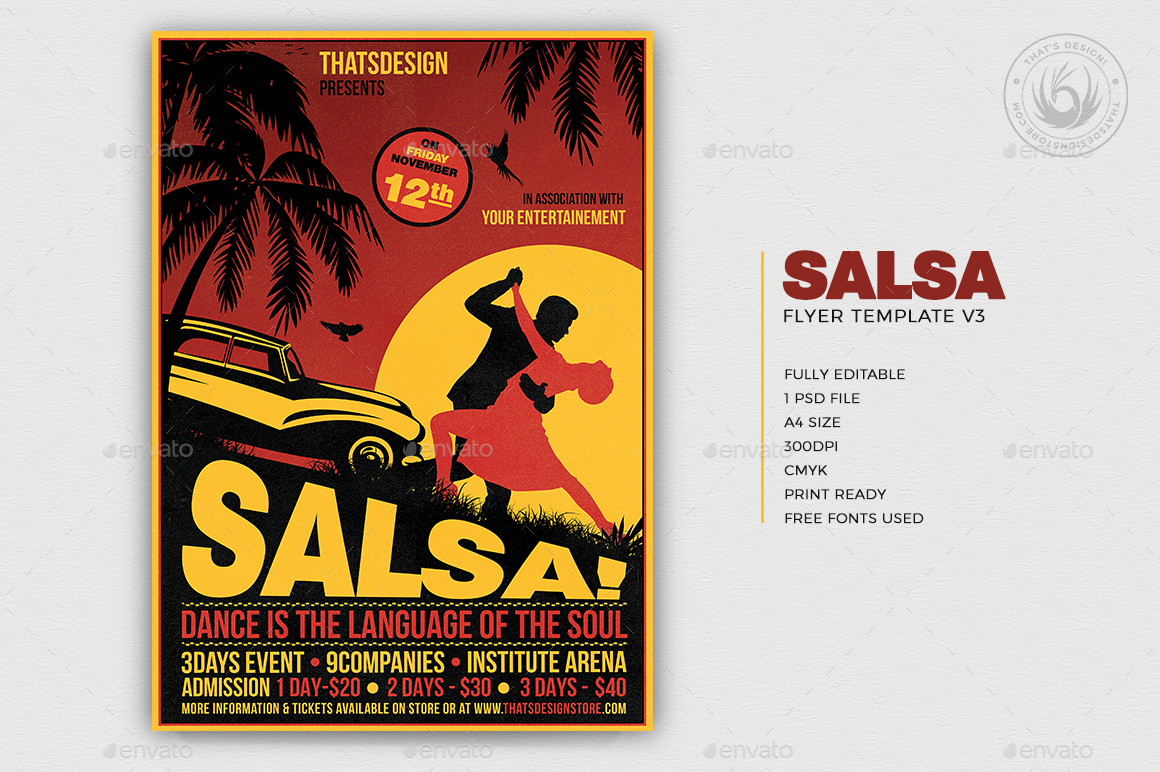 Salsa Flyer Template V3, Print Templates | GraphicRiver