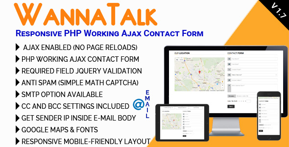 WannaTalk - Responsive PHP Working Ajax Contact Form by mgscoder | CodeCanyon