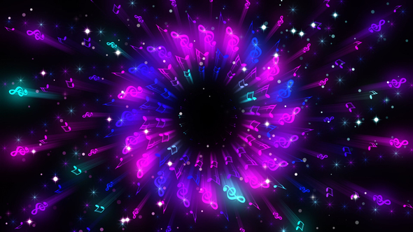 Neon Music Notes, Motion Graphics | VideoHive