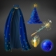 Vector Blue Wizard Costume Set with Accessories, Vectors | GraphicRiver
