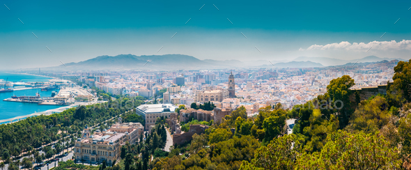 Malaga, Spain. Cityscape Topped View Of Malaga Stock Photo by Great_bru
