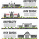 Set of University Campus Study Banners Isolated, Vectors | GraphicRiver