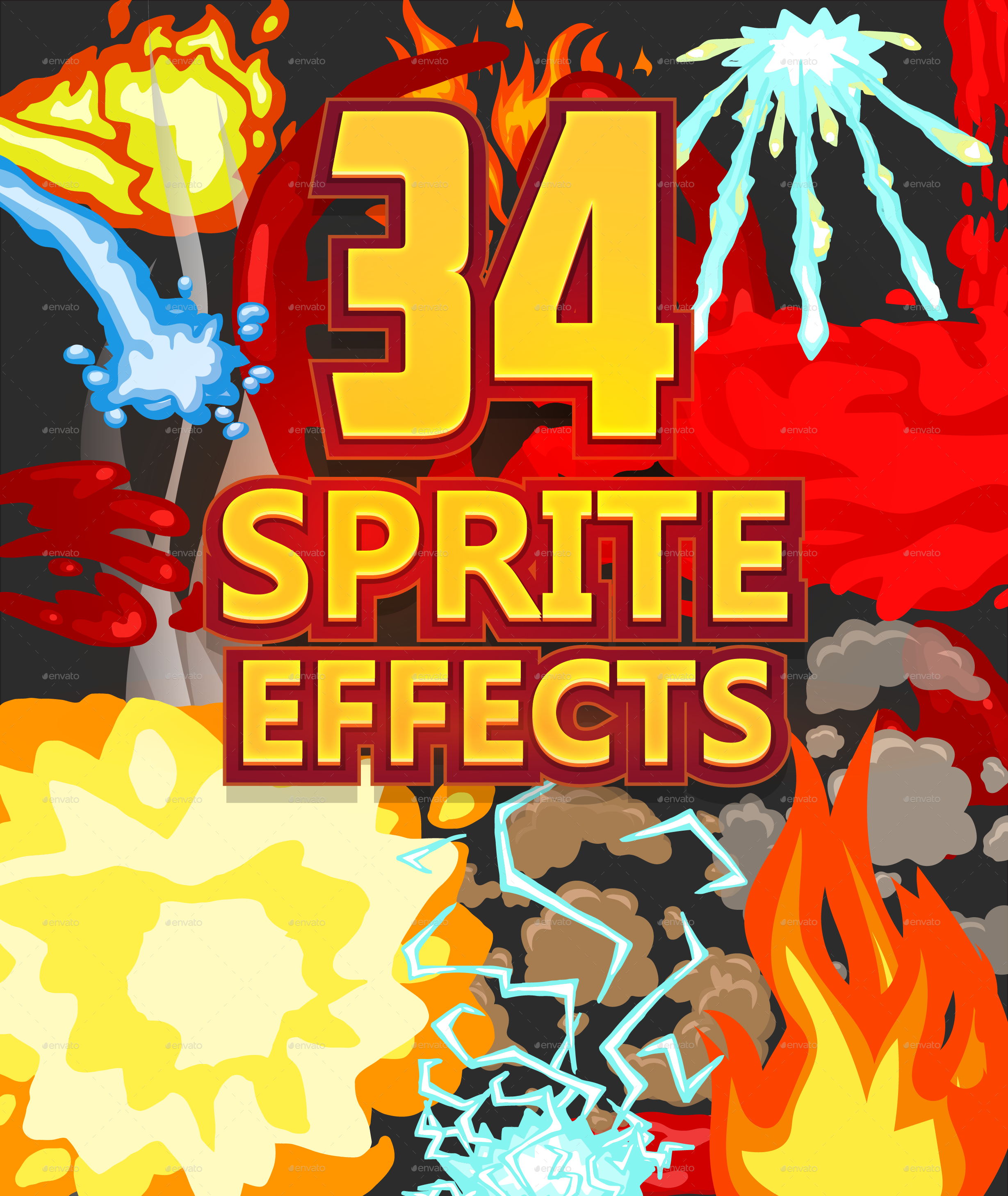 34 Sprite Effects, Game Assets | GraphicRiver