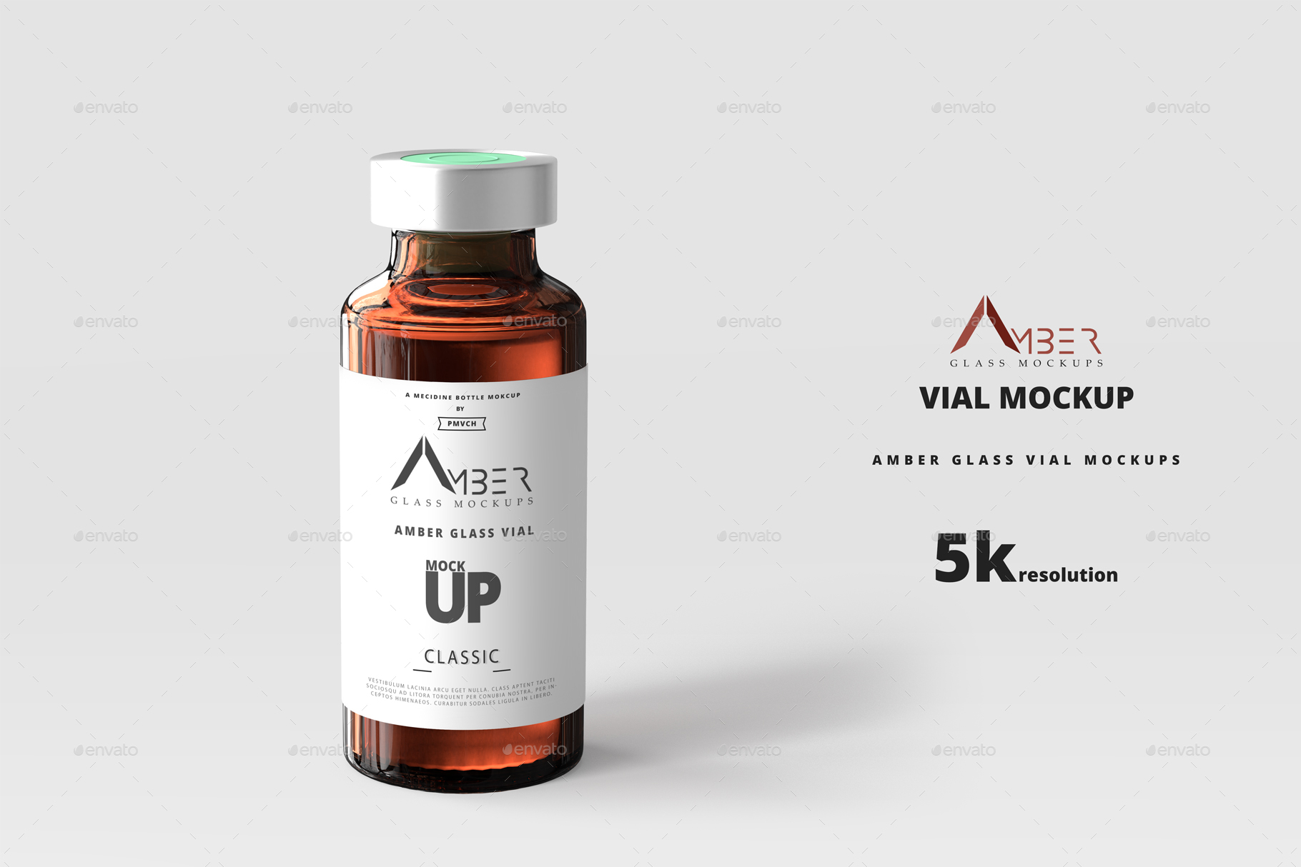 Amber Glass Vial Mockup, Graphics | GraphicRiver