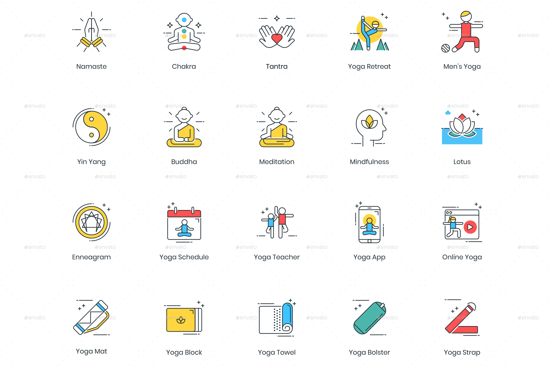 Yoga Icons, Icons | GraphicRiver