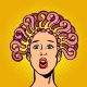 Question Mark Hair on the Head Surprised Woman, Vectors | GraphicRiver