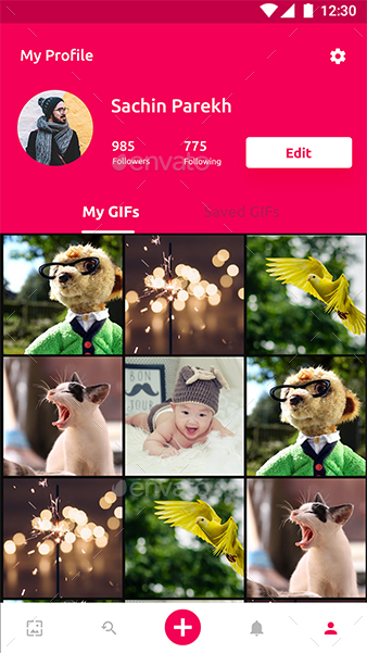 GIF Sharing App UI Kit| Social Media App UI Kit | GIF World, Web Elements