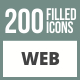 200 Web Filled Round Corner Icons, Icons | GraphicRiver