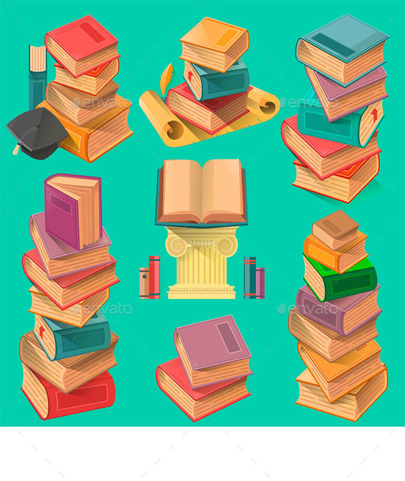 Set of Book Stacks by yayasya | GraphicRiver