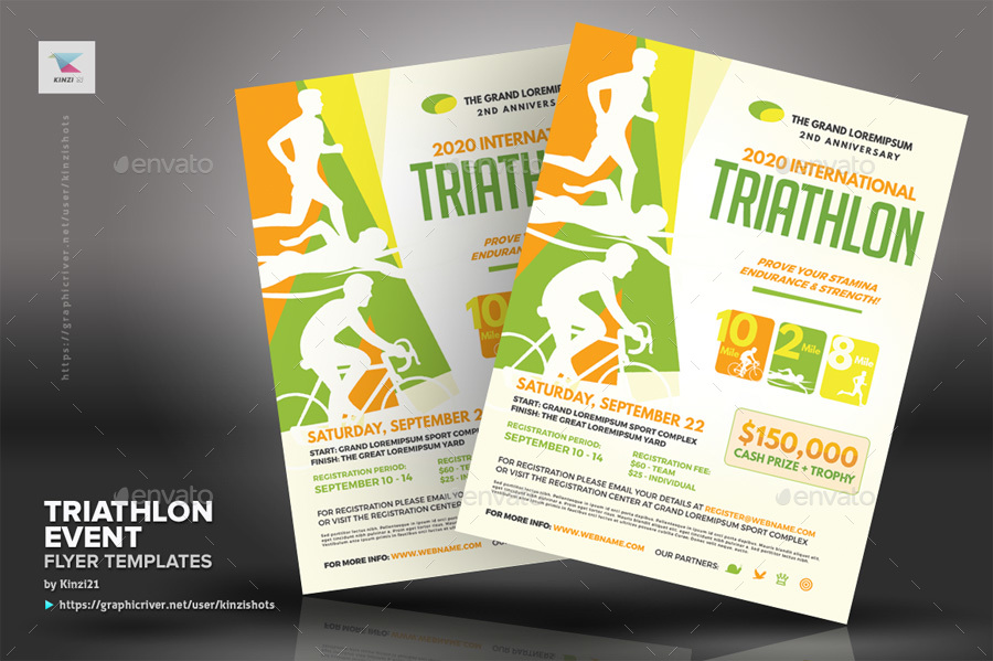 Triathlon Event Flyer Templates, Print Templates | GraphicRiver
