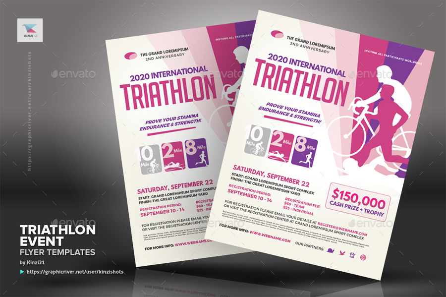 Triathlon Event Flyer Templates, Print Templates | GraphicRiver