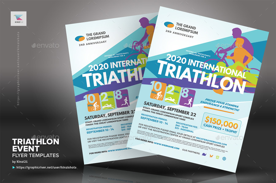 Triathlon Event Flyer Templates, Print Templates | GraphicRiver
