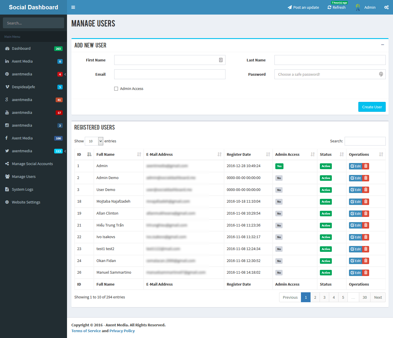PHP Social Dashboard by axentmedia | CodeCanyon