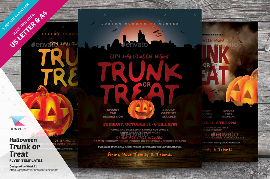 Halloween Trunk or Treat Flyer Templates, Print Templates | GraphicRiver