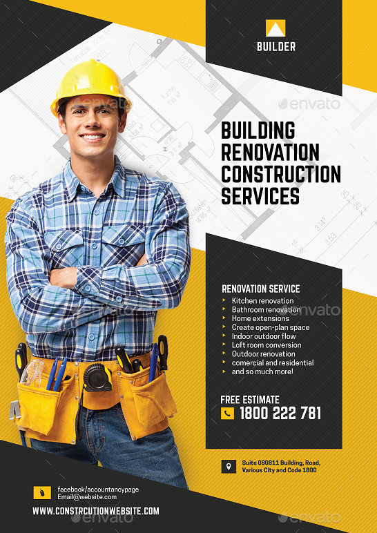 Builder Flyer, Print Templates | GraphicRiver