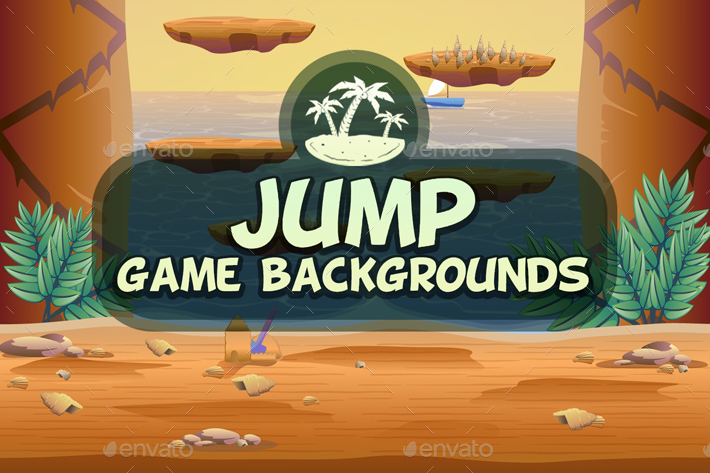 Jump 2D Game Backgrounds, Game Assets | GraphicRiver