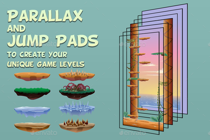 Jump 2D Game Backgrounds, Game Assets | GraphicRiver