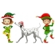 Two Elves and Pet Dog, Vectors | GraphicRiver