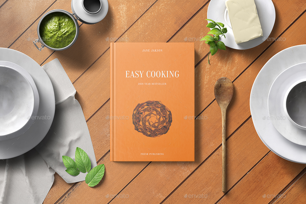 Hard Cover Cook Book Mockup, Graphics | GraphicRiver