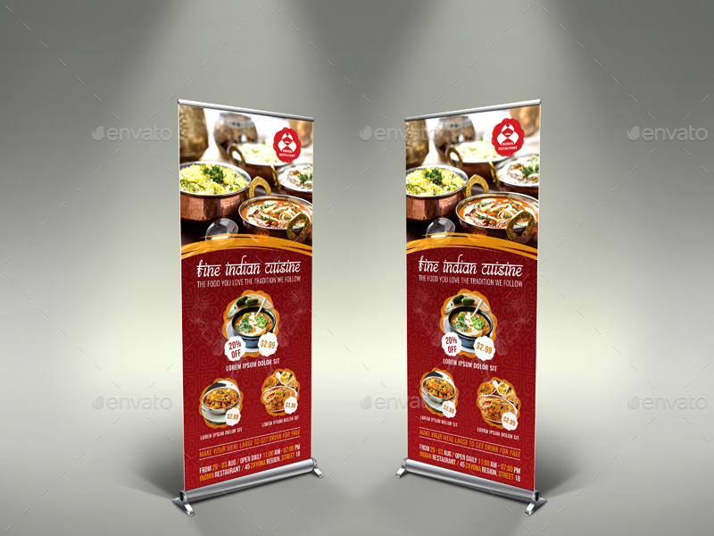Indian Restaurant Signage Banner Roll Up Template Vol.2, Print Templates