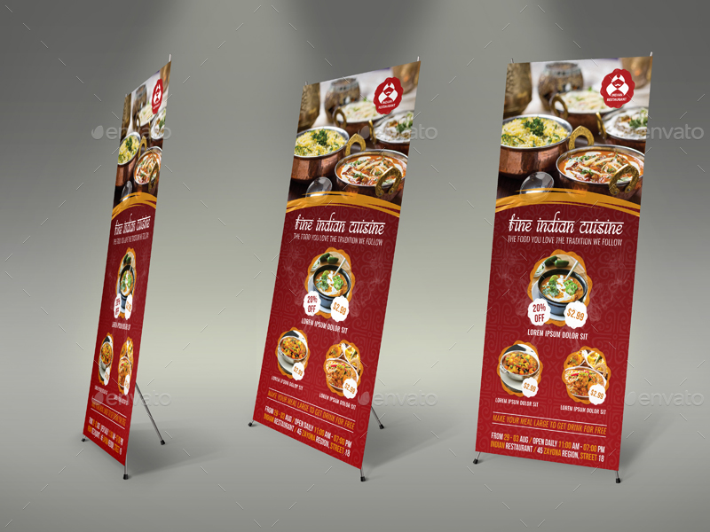 Indian Restaurant Signage Banner Roll Up Template Vol.2, Print Templates