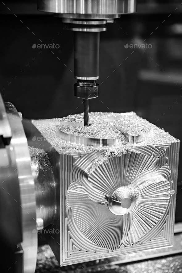 Metalworking CNC milling machine. Cutting metal modern processin Stock ...