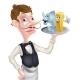 Cartoon Waiter Holding Fish and Chips, Vectors | GraphicRiver