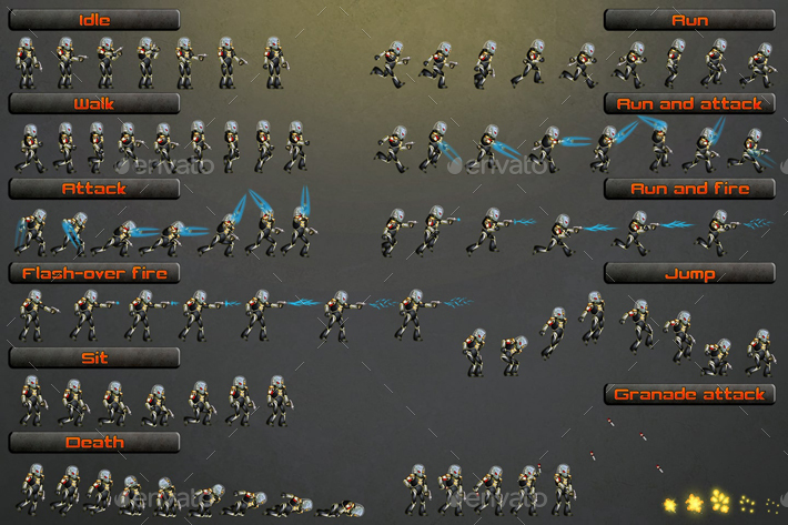 Alien Cyborg 2D Sprites, Game Assets | GraphicRiver