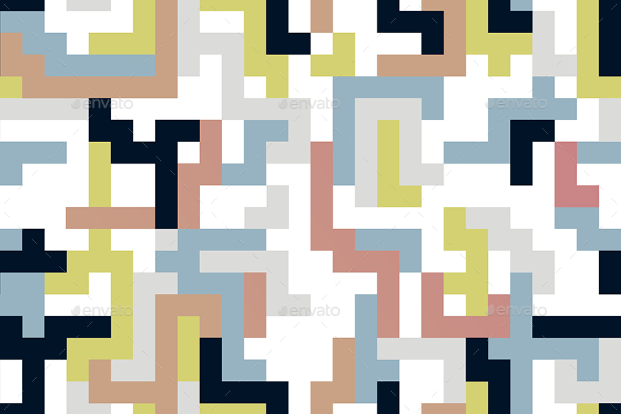 Pixel Art. Multi-colored Pixels in 8 Bit Style Seamless Pattern, Graphics