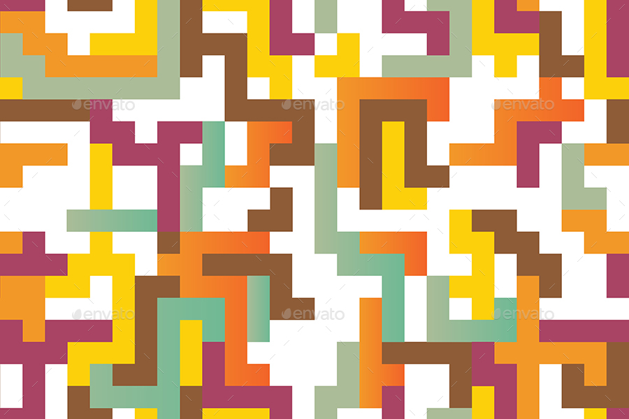 Pixel Art. Multi-colored Pixels in 8 Bit Style Seamless Pattern, Graphics