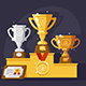 First Rewards with Golden Silver and Bronze Cups, Vectors | GraphicRiver