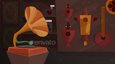 Music Shop Background, Graphics | GraphicRiver