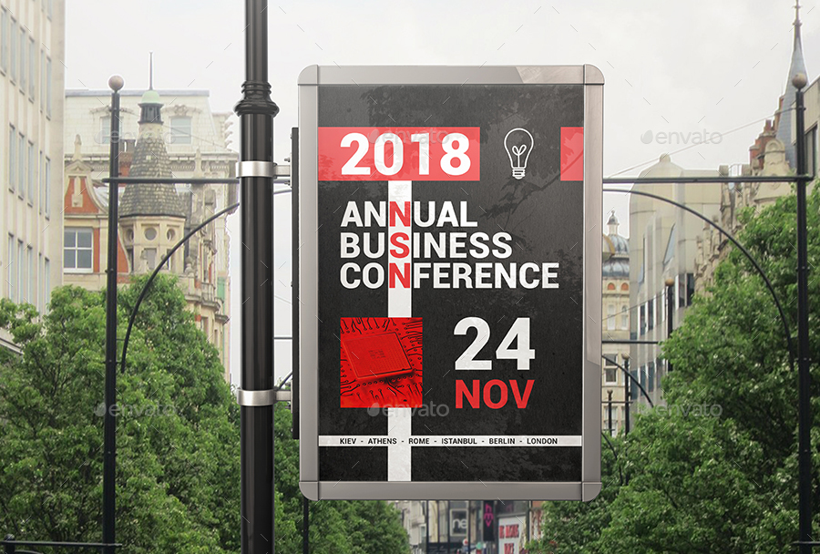 Lamp Post Advertising Mockup, Graphics | GraphicRiver