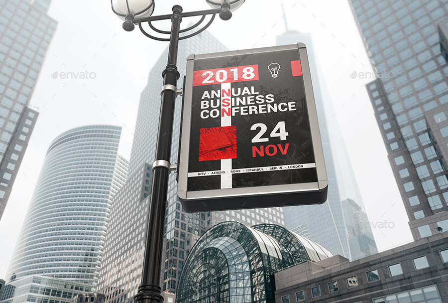 Lamp Post Advertising Mockup, Graphics | GraphicRiver