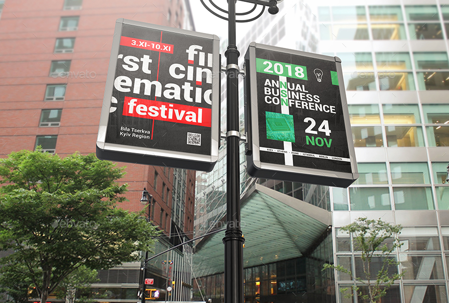 Lamp Post Advertising Mockup, Graphics | GraphicRiver