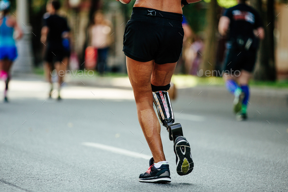 back female runner disability in prosthesis Stock Photo by realsportsphotos