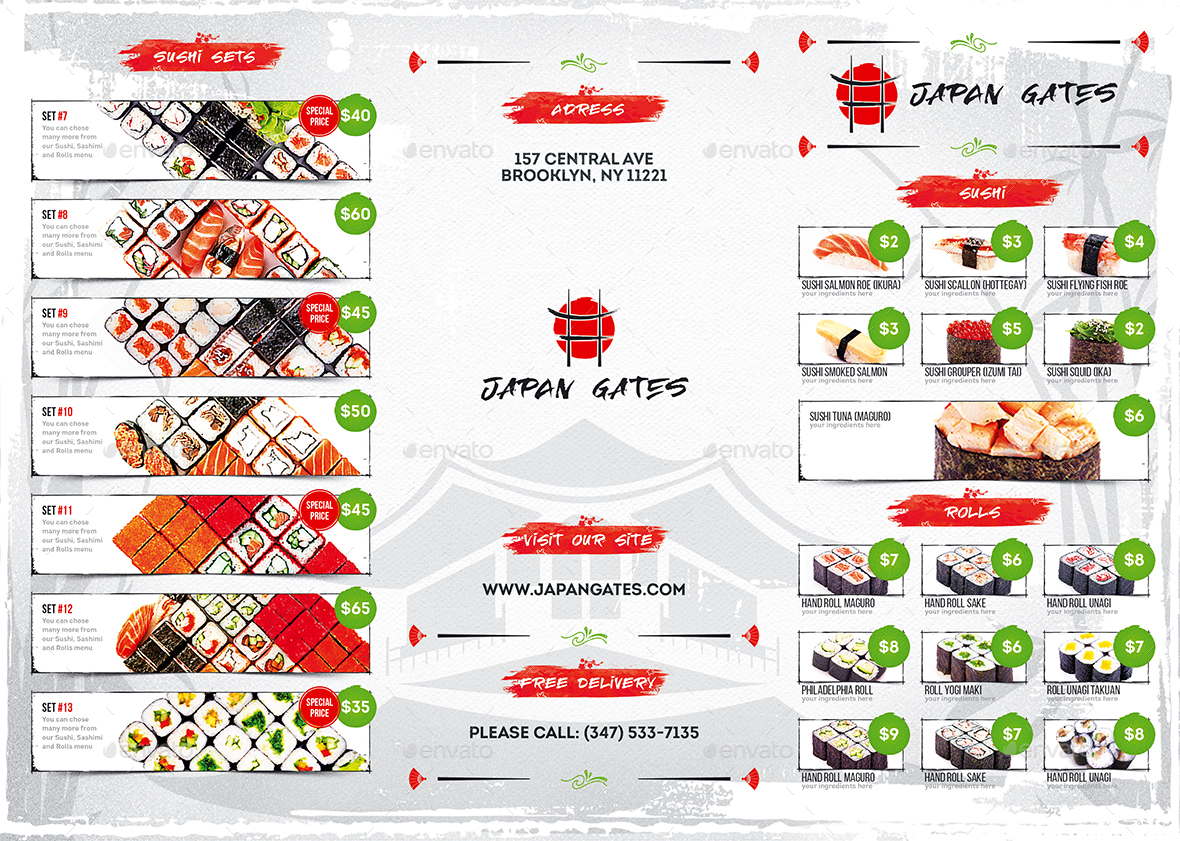 Trifold A4 Japanese Menu Template vol.1, Print Templates | GraphicRiver