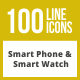 100 Smartphone & Smartwatch Line Inverted Icons by IconBunny | GraphicRiver