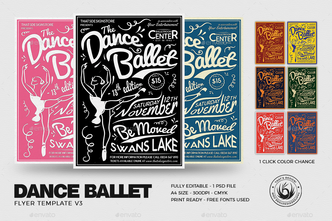 Dance Ballet Flyer Template V3, Print Templates | GraphicRiver