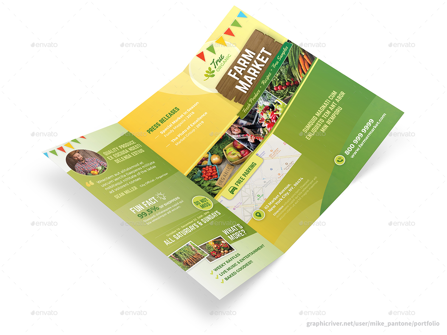 Farmer Market Trifold Brochure, Print Templates | GraphicRiver