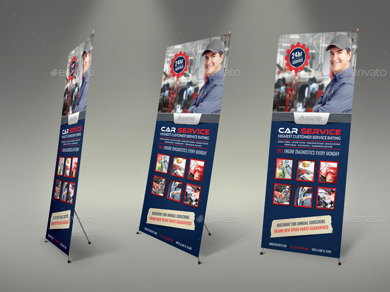 Car Service Signage Roll Up Banner Template Vol.2, Print Templates
