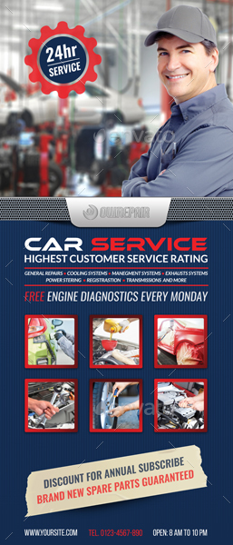 Car Service Signage Roll Up Banner Template Vol.2, Print Templates