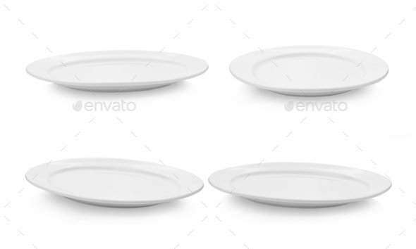 set of plate on white background Stock Photo by sommai | PhotoDune