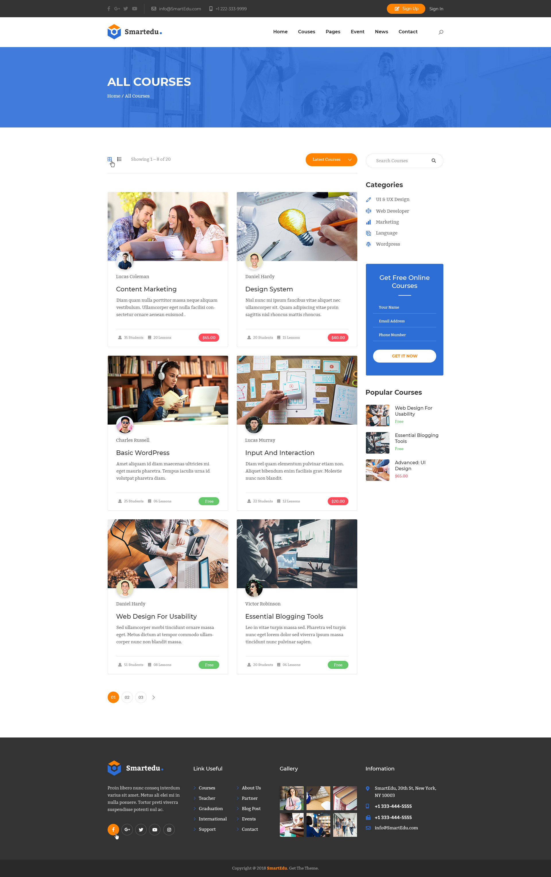 SmartEdu | Education & Courses PSD Template by ThemeEggs | ThemeForest