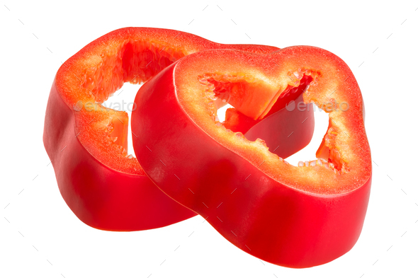 Red bell pepper slices c. annuum, paths Stock Photo by maxsol7 | PhotoDune